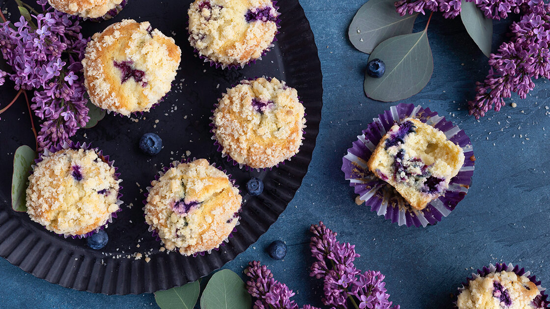 Blaubeermuffins mit Streuseln | Denner